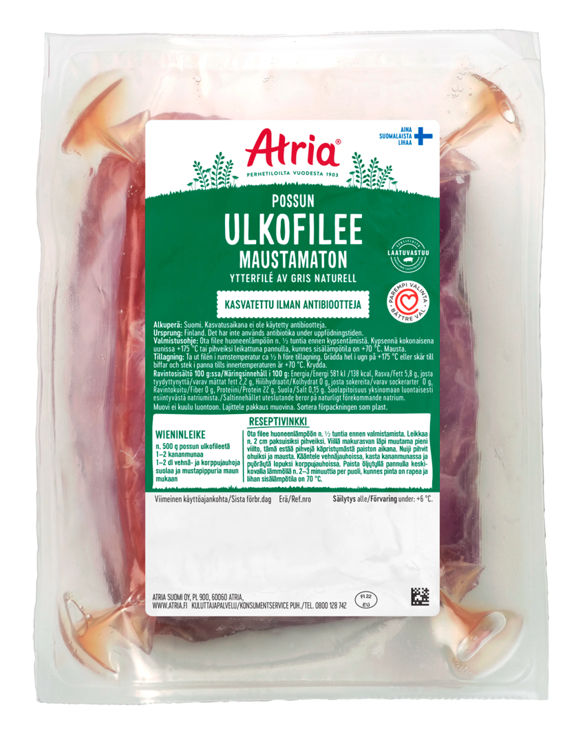 Atria possun ulkofilee maustamaton n500g | Atria Oy