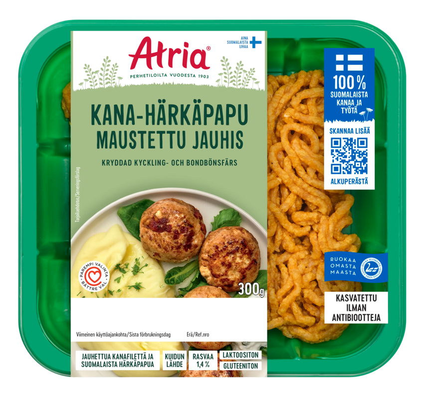 Atria Kana-Härkäpapu Jauhis Maustettu 300g | Atria Oy